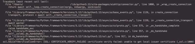 Erreur MacOS SSL: CERTIFICATE_VERIFY_FAILED